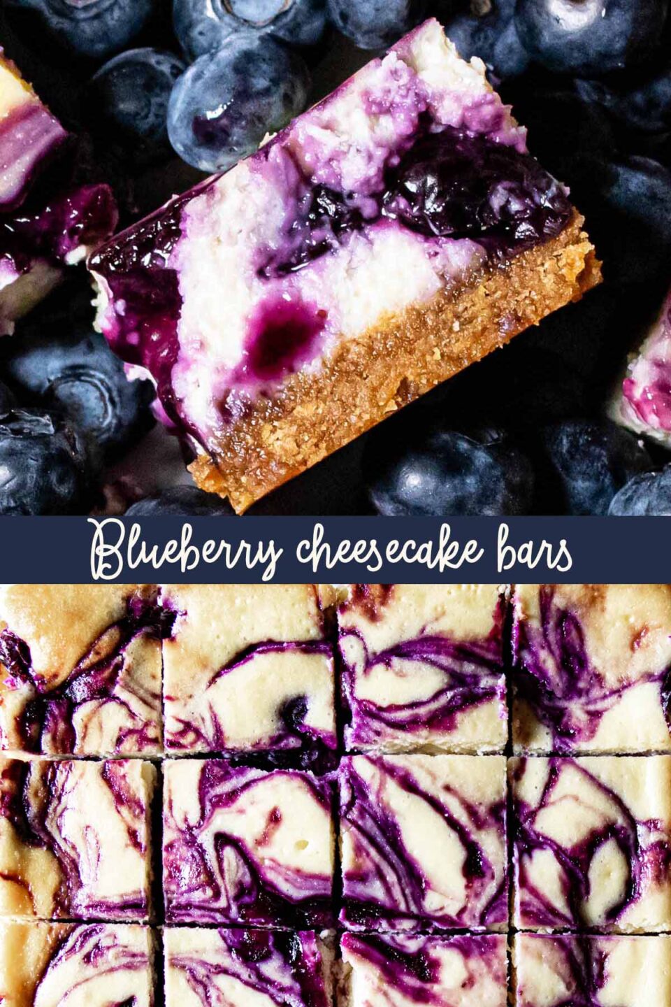 Blueberry cheesecake bars with graham cracker crust