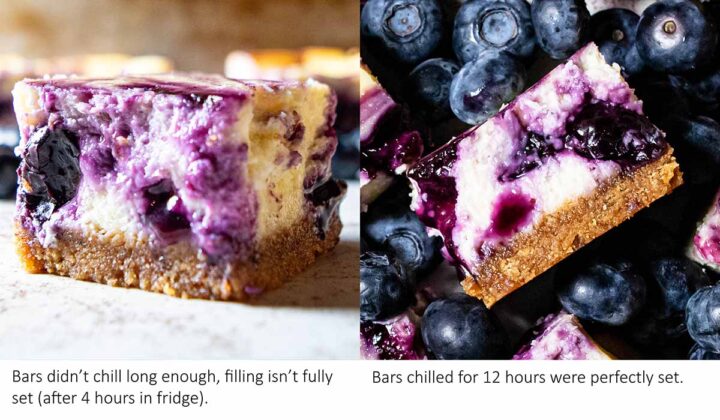 Blueberry cheesecake bars with graham cracker crust